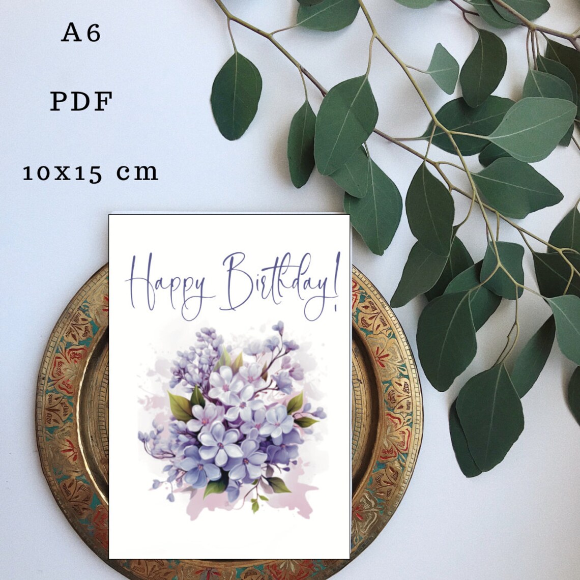 Lilac Birthday Card, Happy Birthday Card, Digital Birthday Card ...