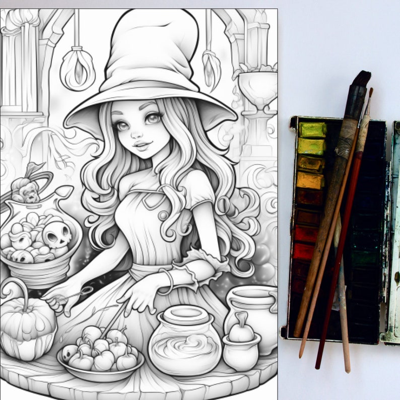 28 Little Witches Coloring Page, Cute Witches Coloring, Magic Witch ...