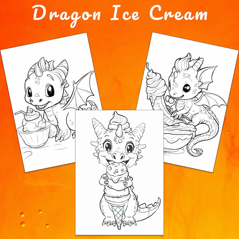 28 Dragon Ice Cream Coloring Page, Cute Dragon Coloring, Sweets ...