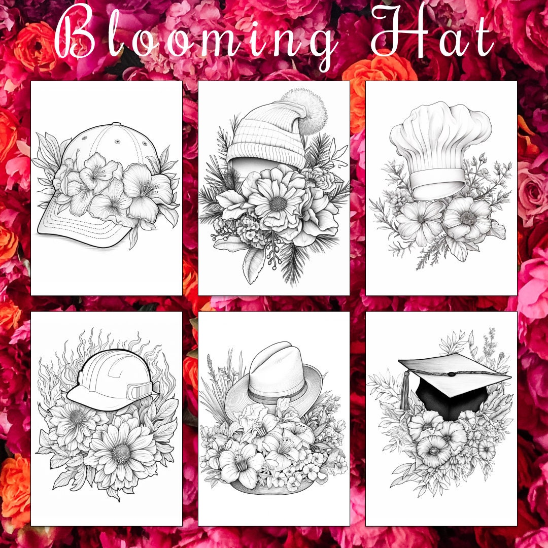 25 Blooming Hat Coloring Page, Hat Coloring, Flowers Coloring Book ...