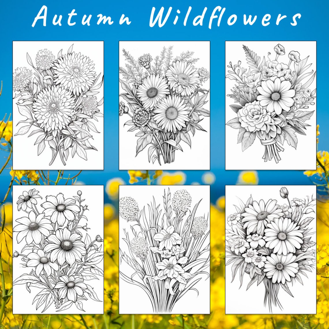32 Autumn Wildflowers Coloring Page, Autumn Coloring Book, Flower ...