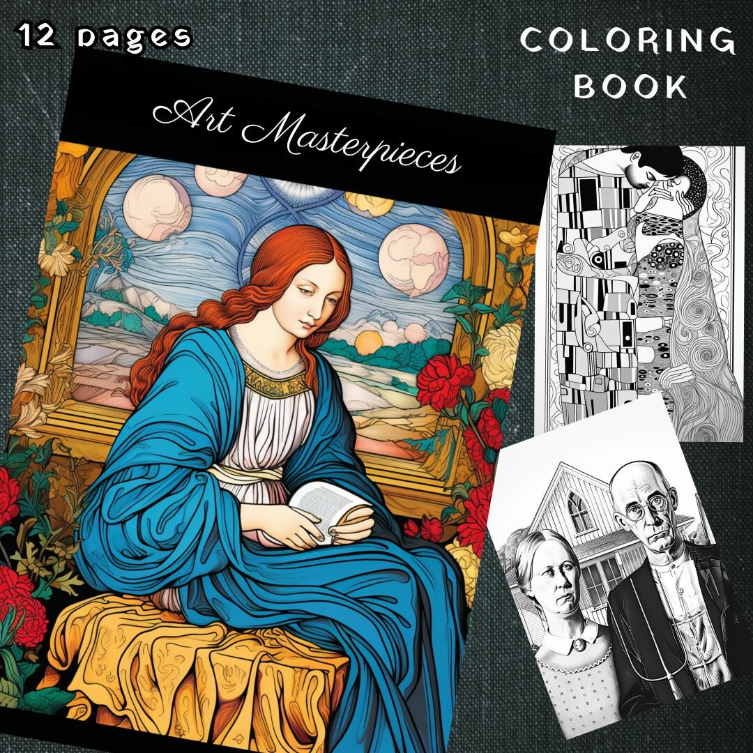 Art Coloring Page, Art Masterpieces Coloring Book, Digital Coloring ...