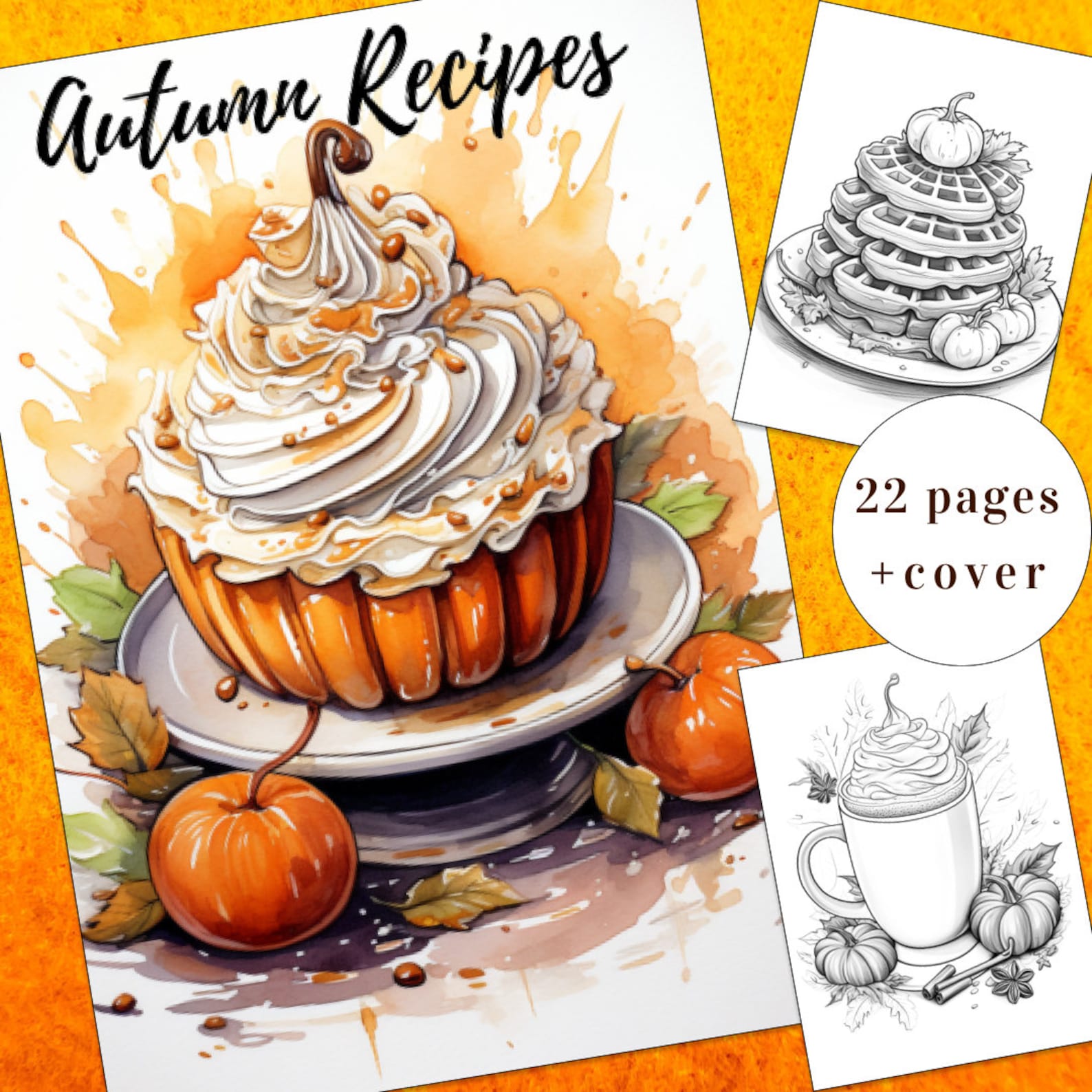 22 Autumn Recipes Coloring Page, Autumn Food Coloring, Coloring Book ...