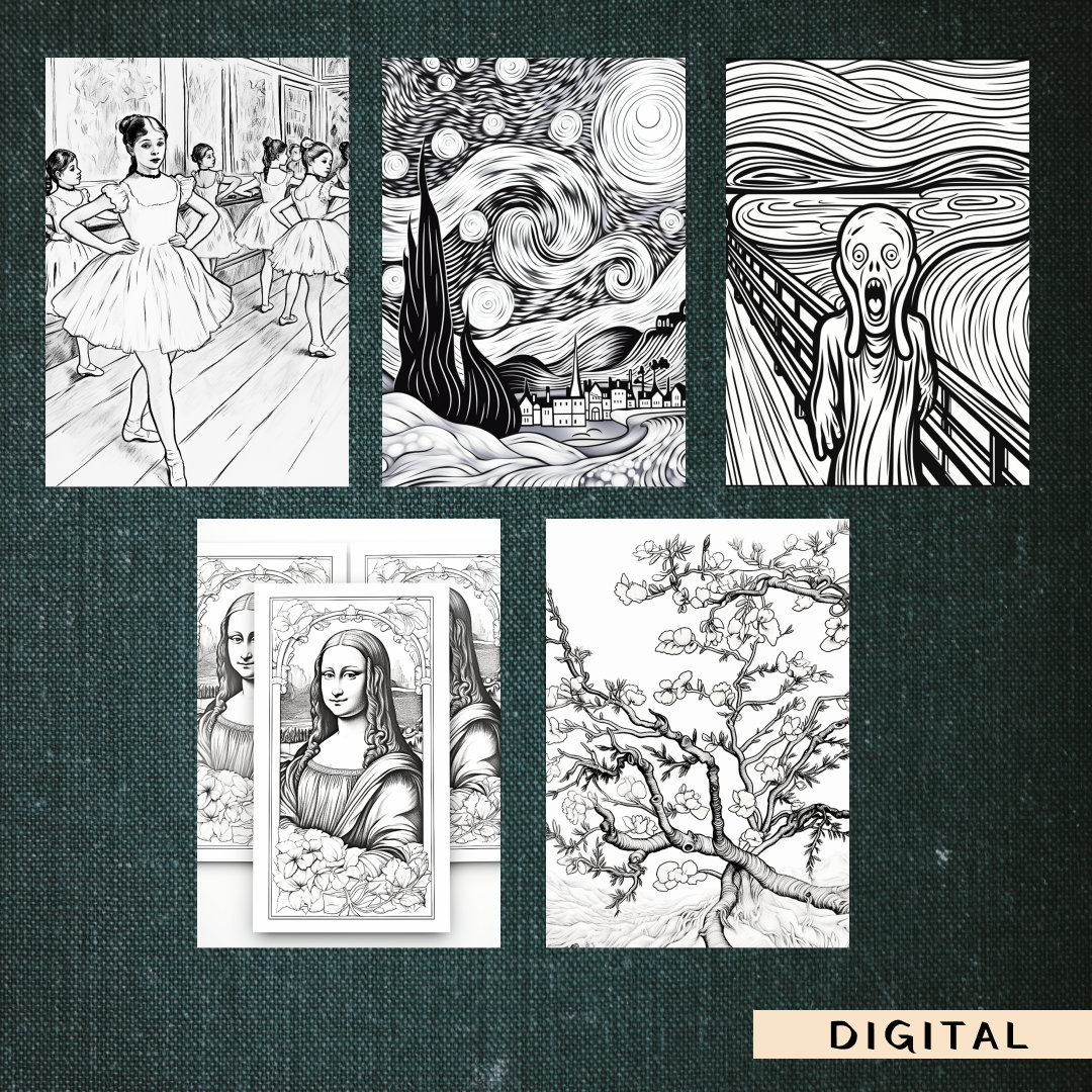 Art Coloring Page, Art Masterpieces Coloring Book, Digital Coloring ...