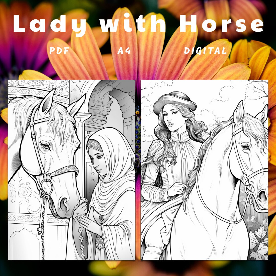 33 Lady With Horse Coloring Page, Fantasy Coloring, Lady Coloring Book ...