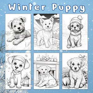 27 Winter Puppy Coloring Page, Cute Puppy Coloring Book, Adults + Kids ...