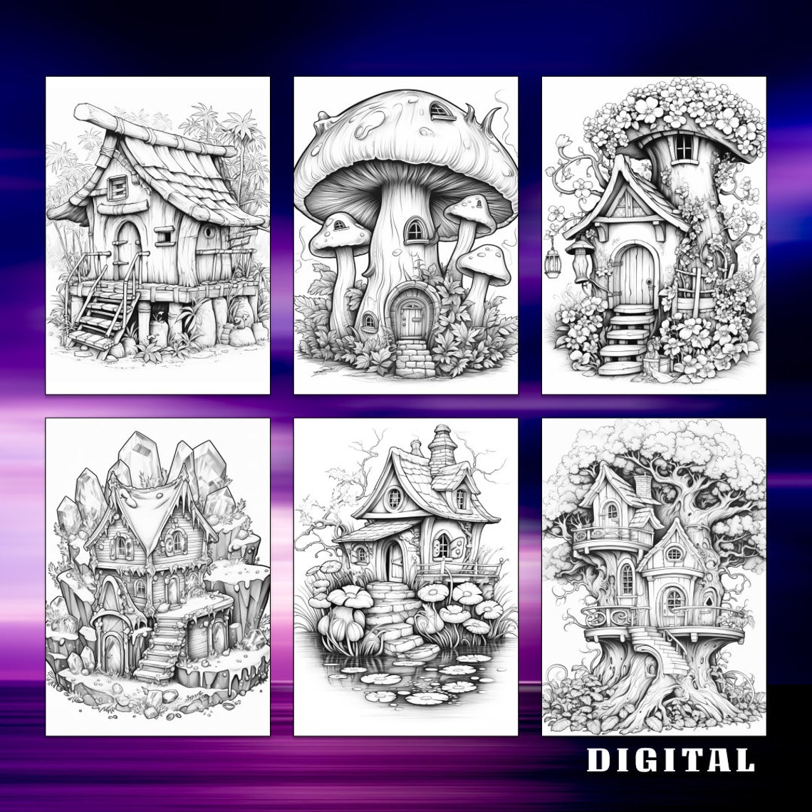 31 Fairyhouse Coloring Page, Fantasy House Coloring, Fairy Coloring ...