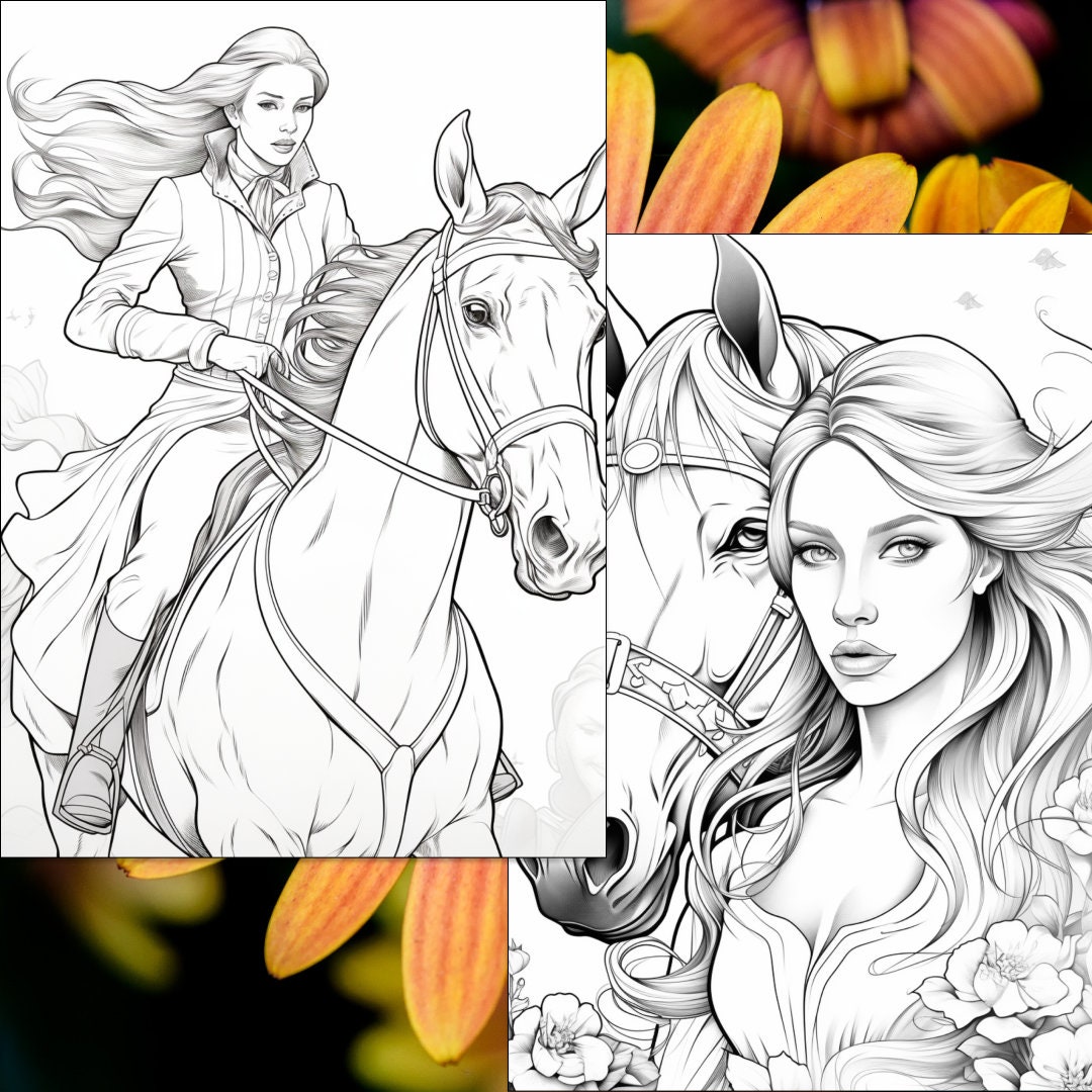 33 Lady With Horse Coloring Page, Fantasy Coloring, Lady Coloring Book ...