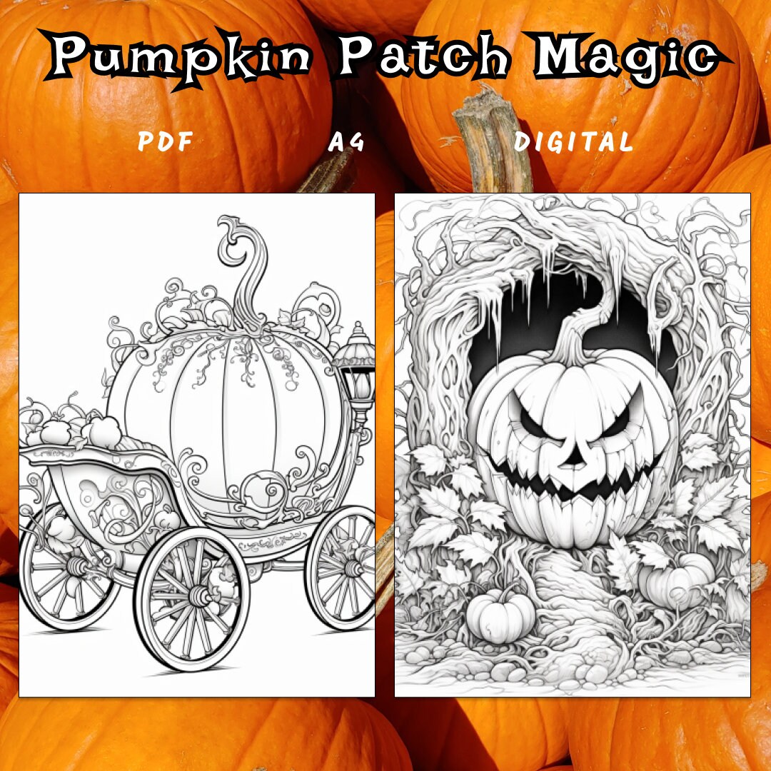 32 Autumn Pumpkins Magic Coloring Page, Autumn Coloring, Halloween ...