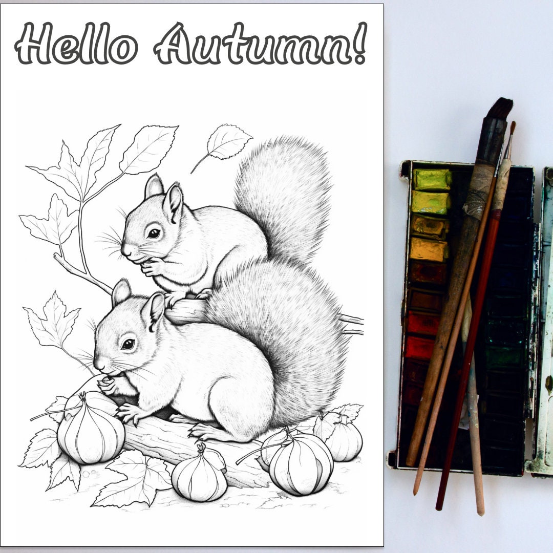10 Autumn Coloring Page, Autumn Coloring Book, Hello Autumn Coloring ...