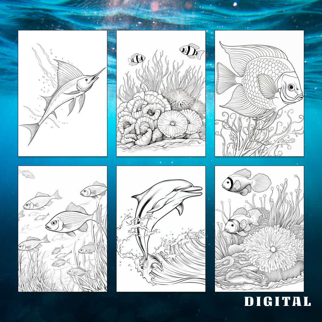 28 Ocean Life Coloring Page, Ocean Coloring, Sea Coloring Book, Adults ...