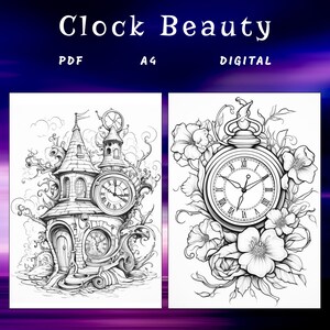 25 Clock Beauty Coloring Page, Clock Coloring, Flowers Coloring Book ...