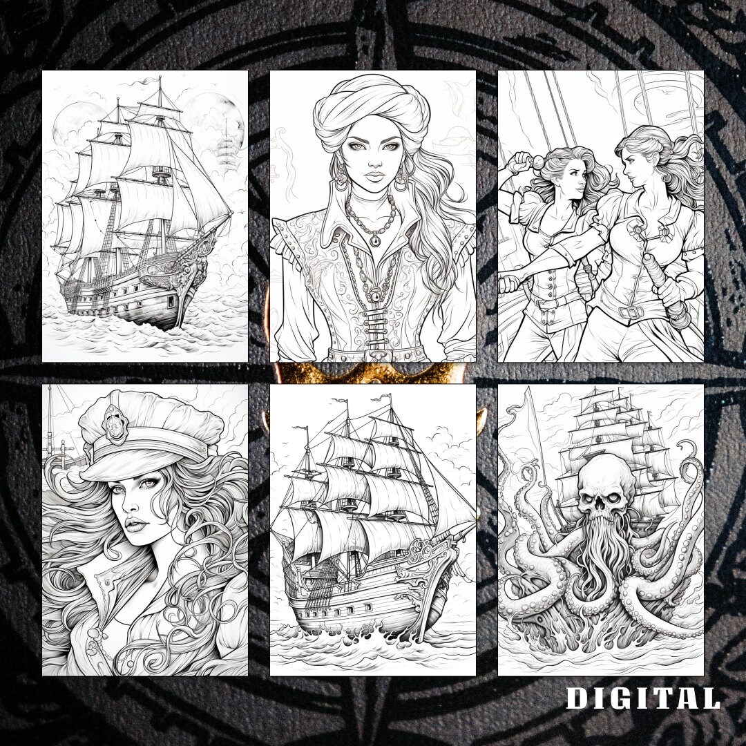 27 Pirate Lady Coloring Page, Pirates Coloring Book, Fantasy Coloring ...