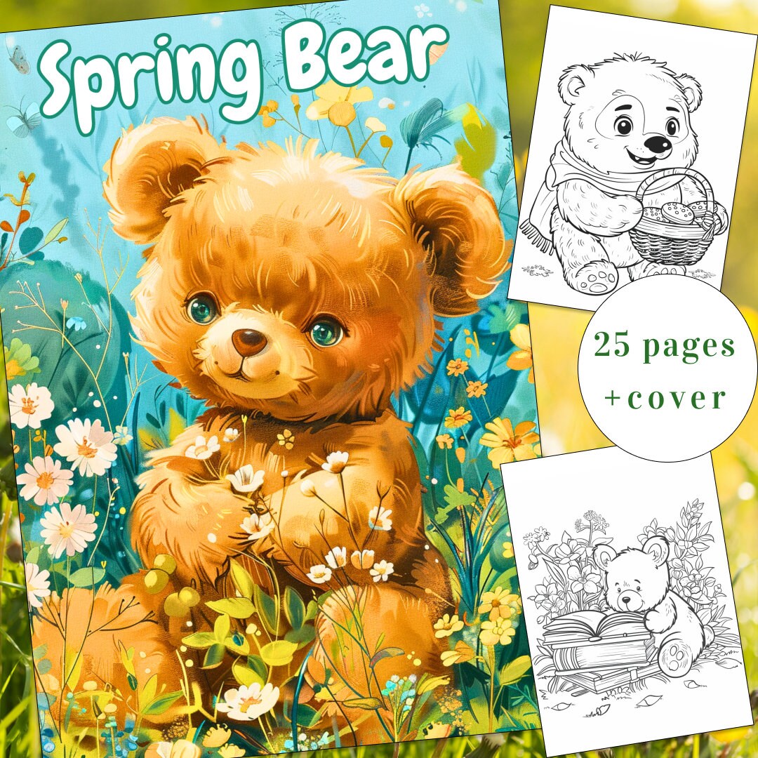 25 Spring Bear Coloring Page, Cute Bear Coloring Book, Coloring Book ...