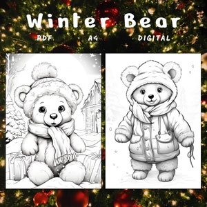 24 Winter Bear Coloring Page, Cute Bear Coloring Book, Bear Coloring ...