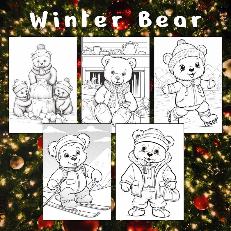 24 Winter Bear Coloring Page, Cute Bear Coloring Book, Bear Coloring ...