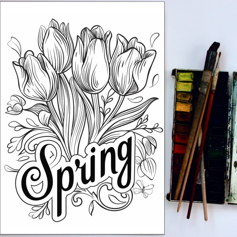 15 Tulips Coloring Page, Flowers Coloring Book, Tulips Coloring Book ...