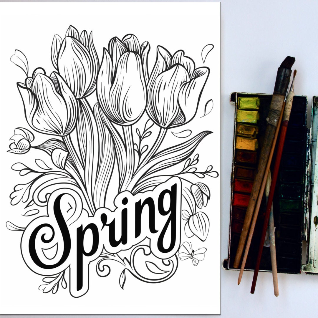 15 Tulips Coloring Page, Flowers Coloring Book, Tulips Coloring Book ...