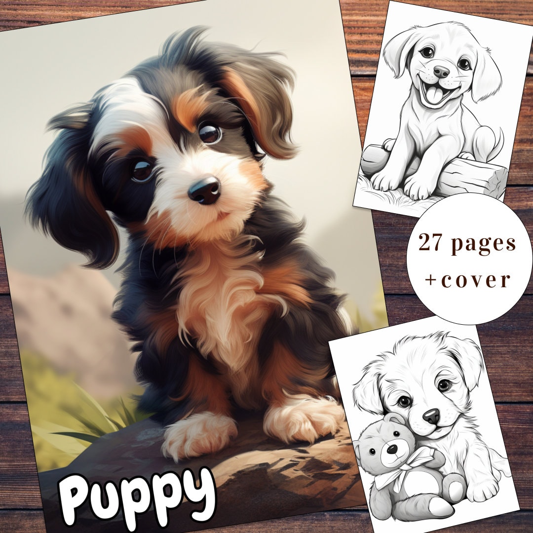 27 Puppy Coloring Page, Dogs Coloring Book, Cute Dog Coloring Book ...