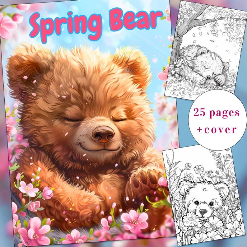 25 Spring Bear Coloring Page, Cute Bear Coloring Book, Bear Coloring ...