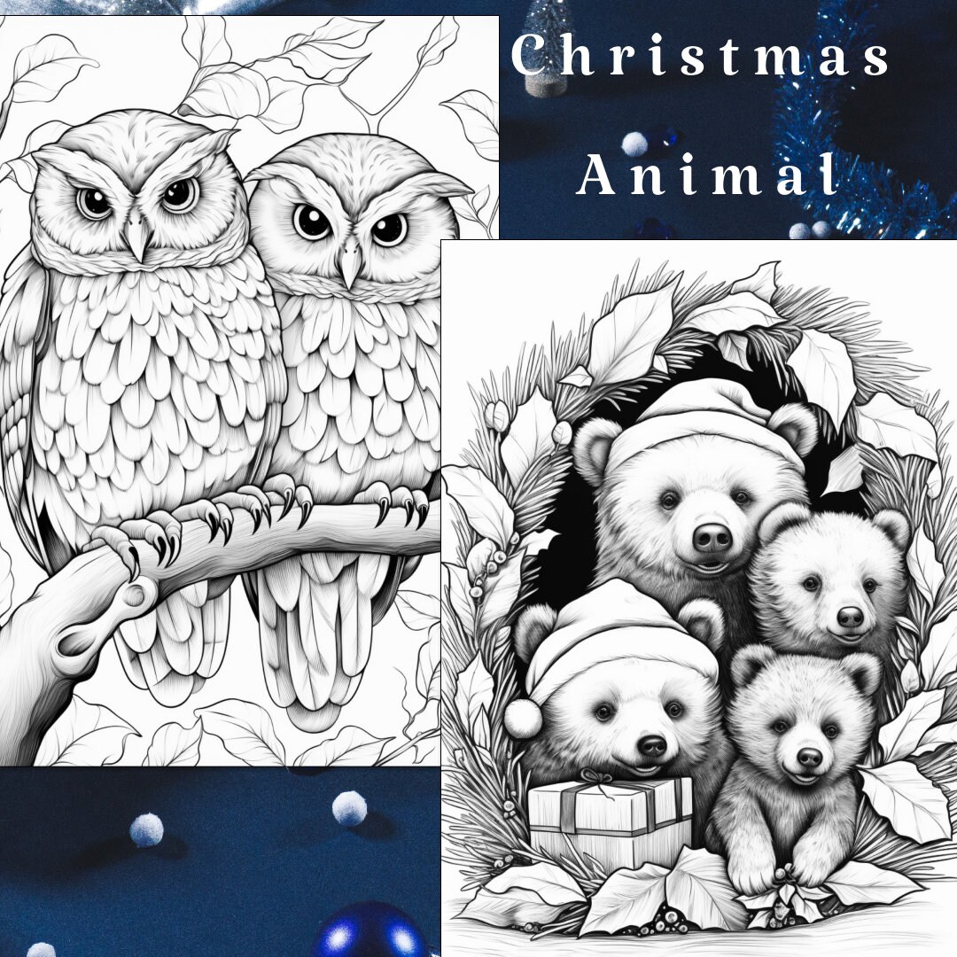 16 Christmas Animal Coloring Page, Christmas Coloring, Cute Animal ...