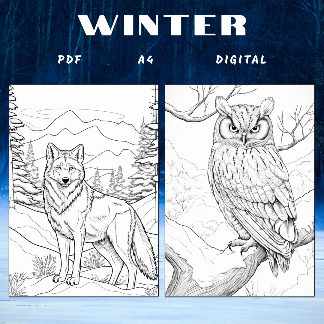 25 Winter Coloring Page, Winter Coloring Book, Coloring Book, Adults ...