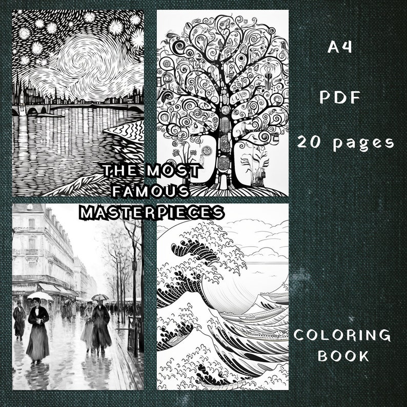 Art Coloring Page, Art Masterpieces Coloring Book, Digital Coloring ...