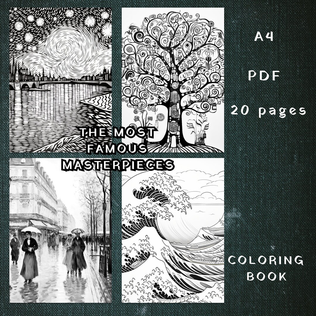 Art Coloring Page, Art Masterpieces Coloring Book, Digital Coloring ...