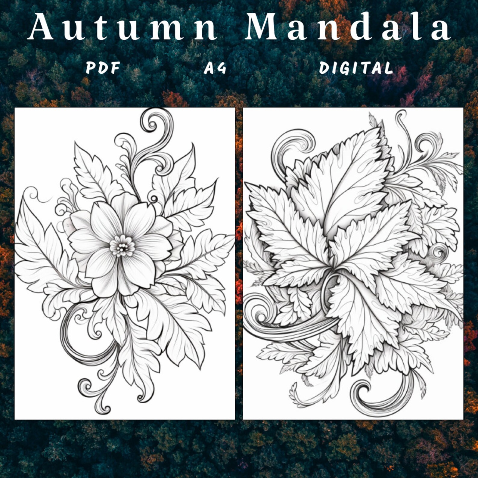34 Autumn Mandala Coloring Page, Autumn Coloring, Coloring Book, Adults ...