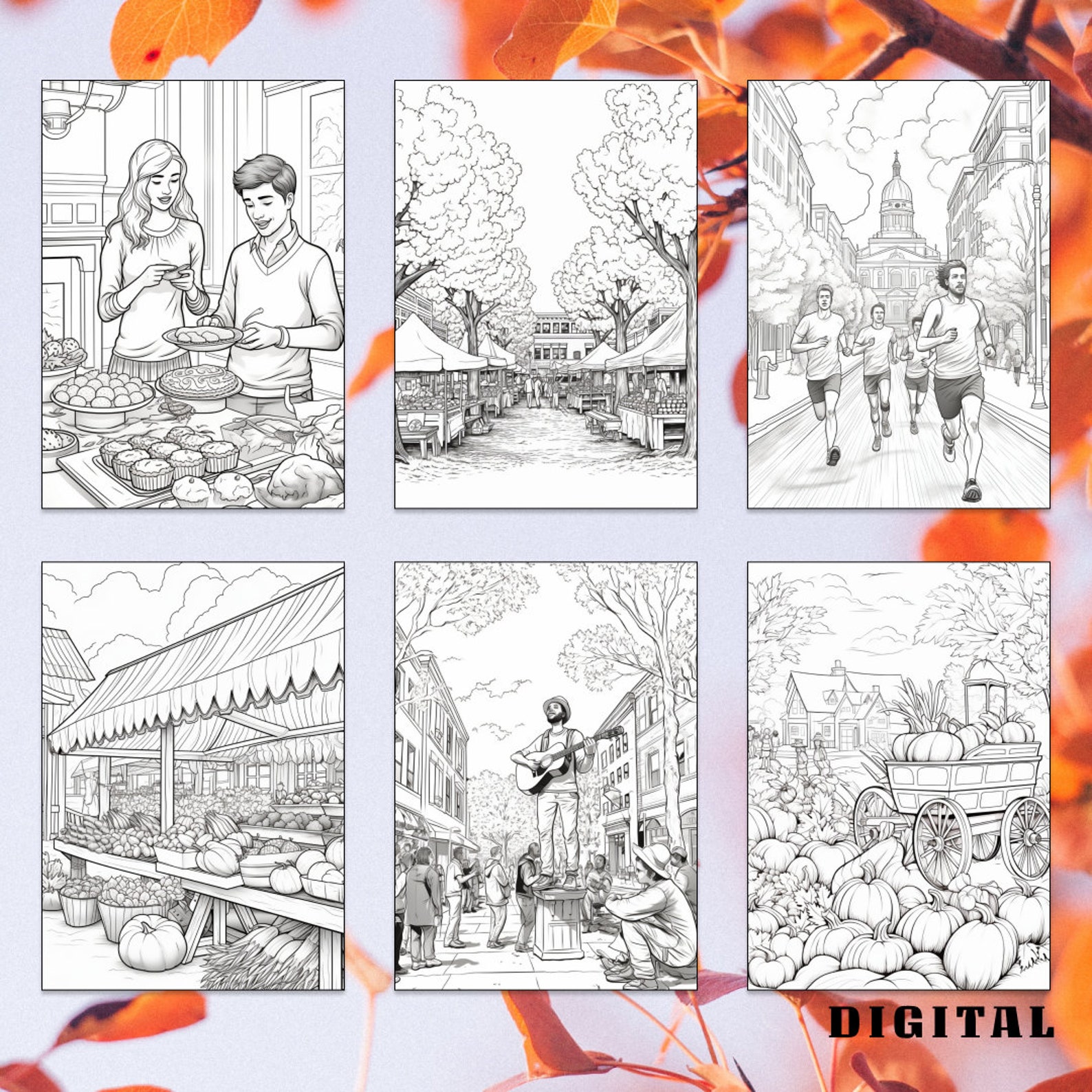 30 Autumn Coloring Page, Autumn Coloring Book, Coloring Book, Adults ...