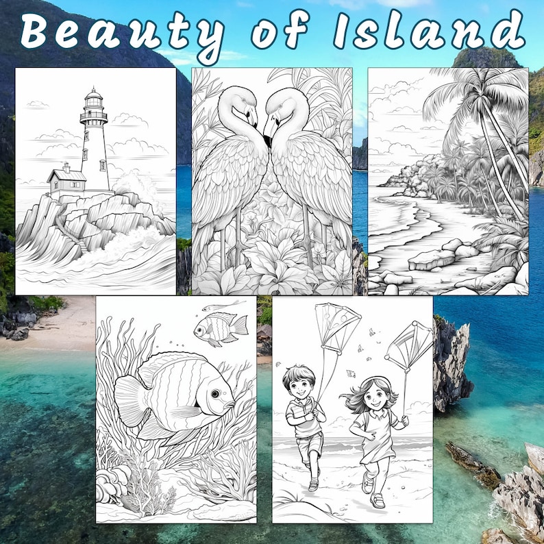 30 Beauty of Island Coloring Page, Island Coloring, Nature Coloring ...
