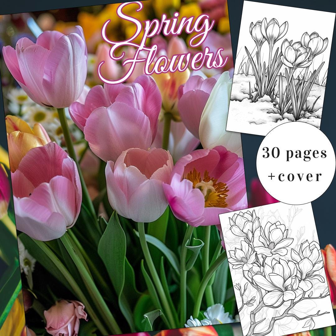 30 Spring Flowers Coloring Page, Spring Coloring Book, Flower Coloring ...