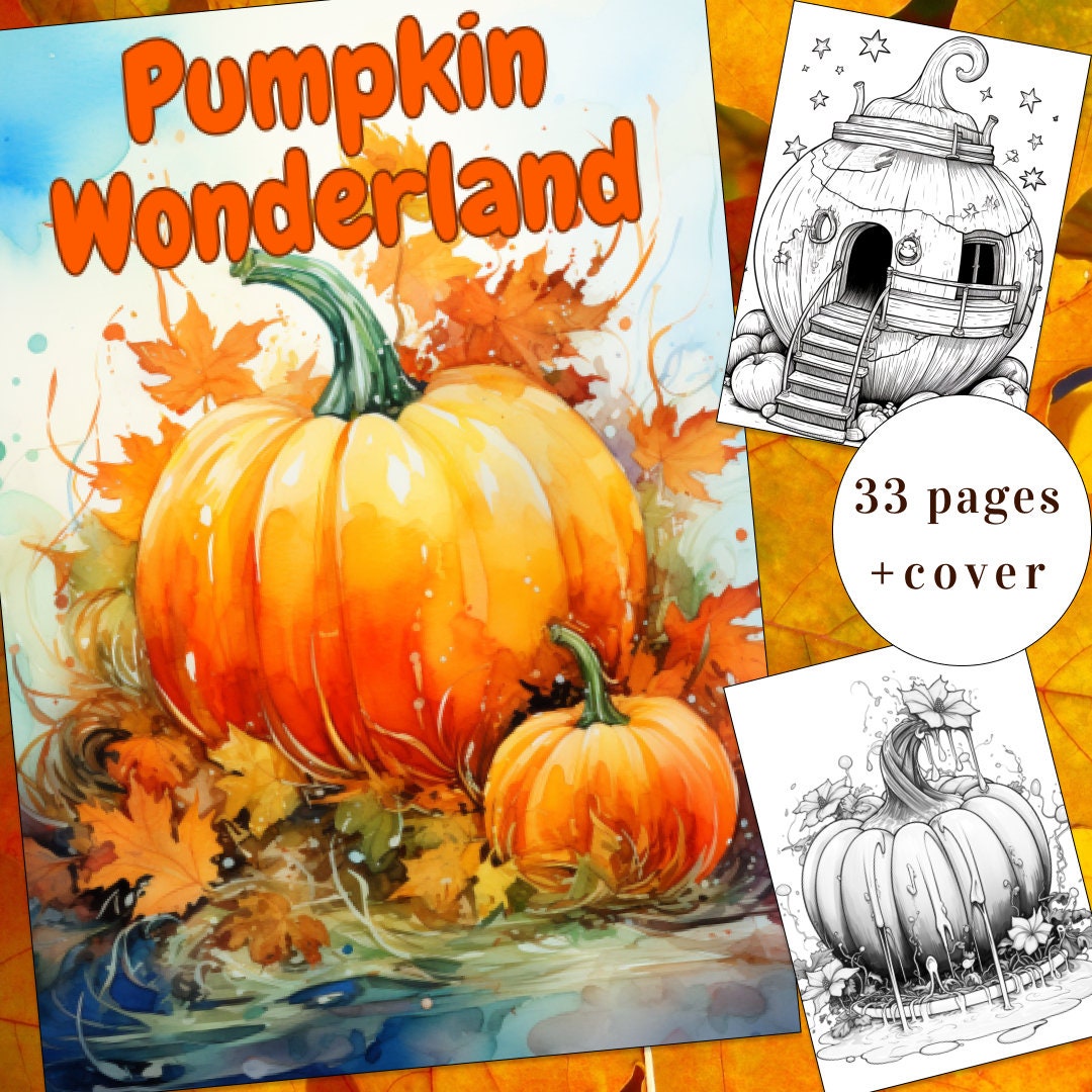 33 Autumn Pumpkins Coloring Page, Autumn Coloring, Coloring Book ...