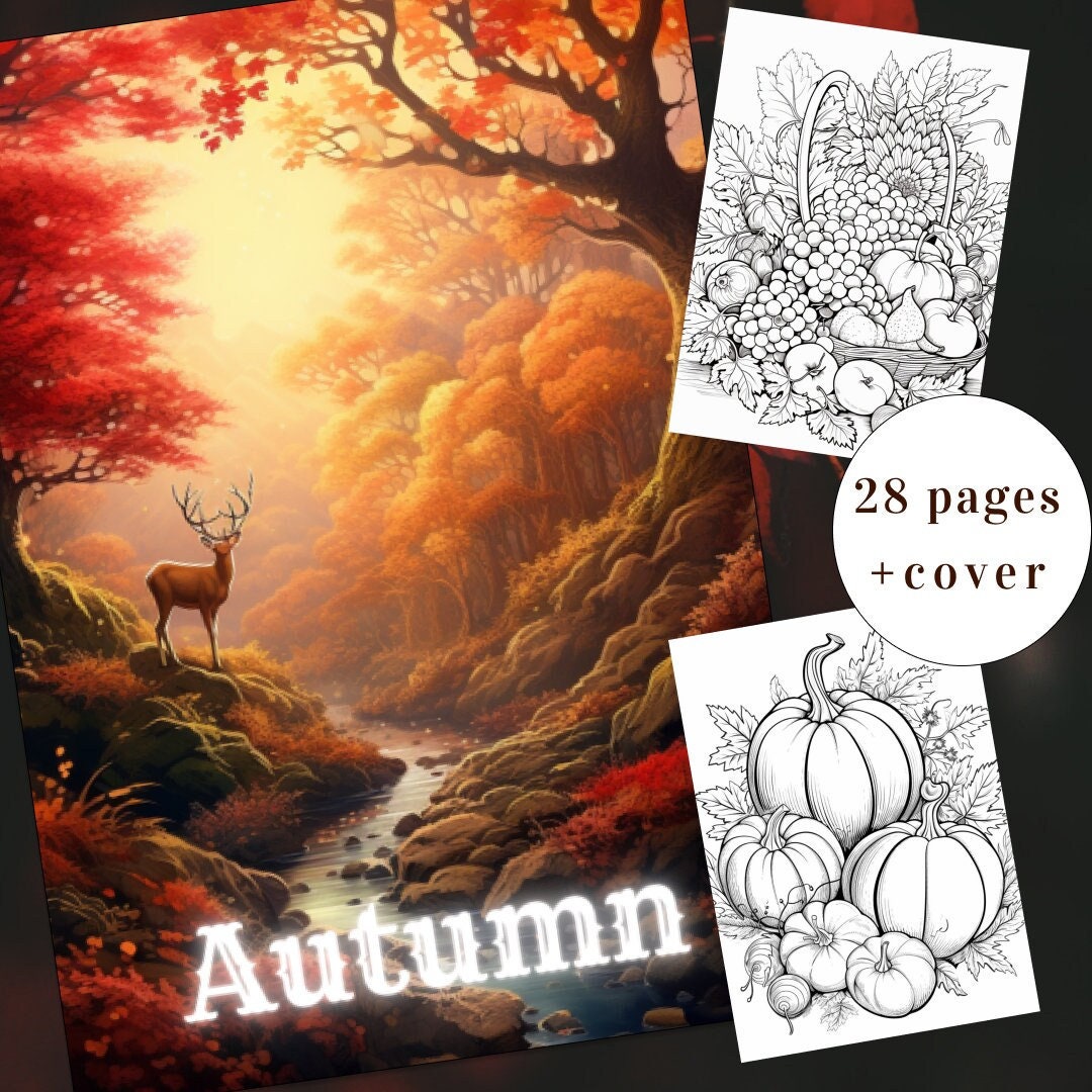28 Autumn Coloring Page, Autumn Coloring, Autumn Coloring Book, Adults ...
