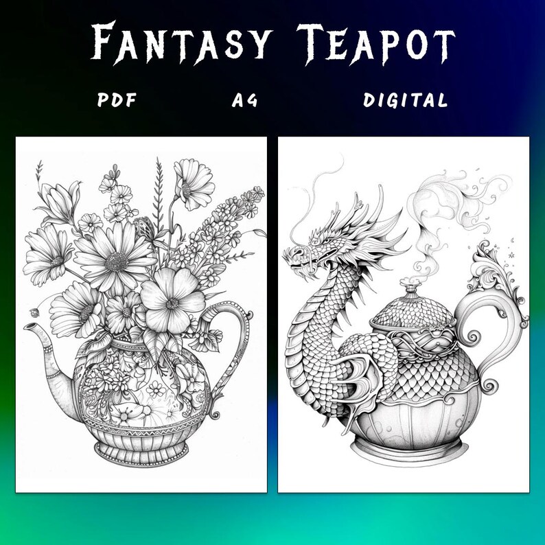 25 Fantasy Teapot Coloring Page, Fantasy Coloring, Teapot Coloring Book ...
