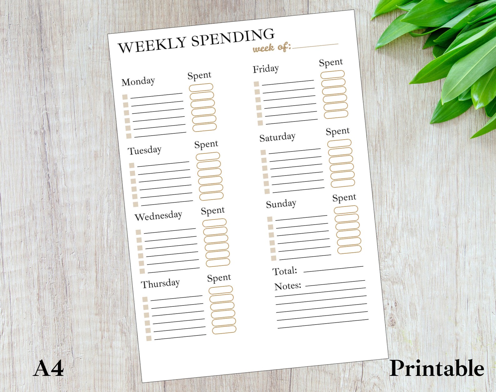 Weekly Spending Tracker, Spending Tracker, Expense Tracker Printable ...