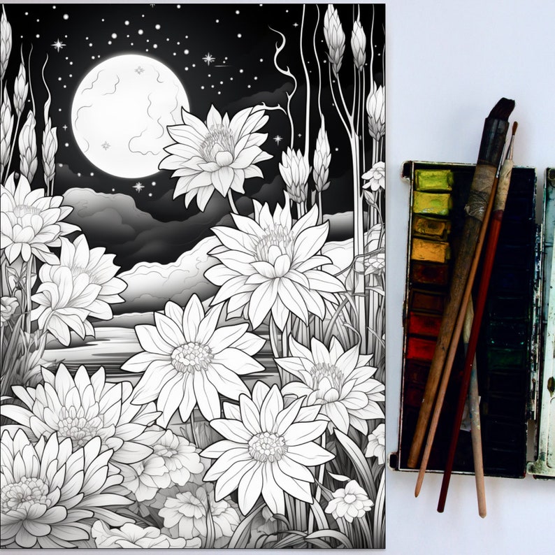 23 Blooming Garden Coloring Page, Floral Garden Coloring Book, Flowers ...