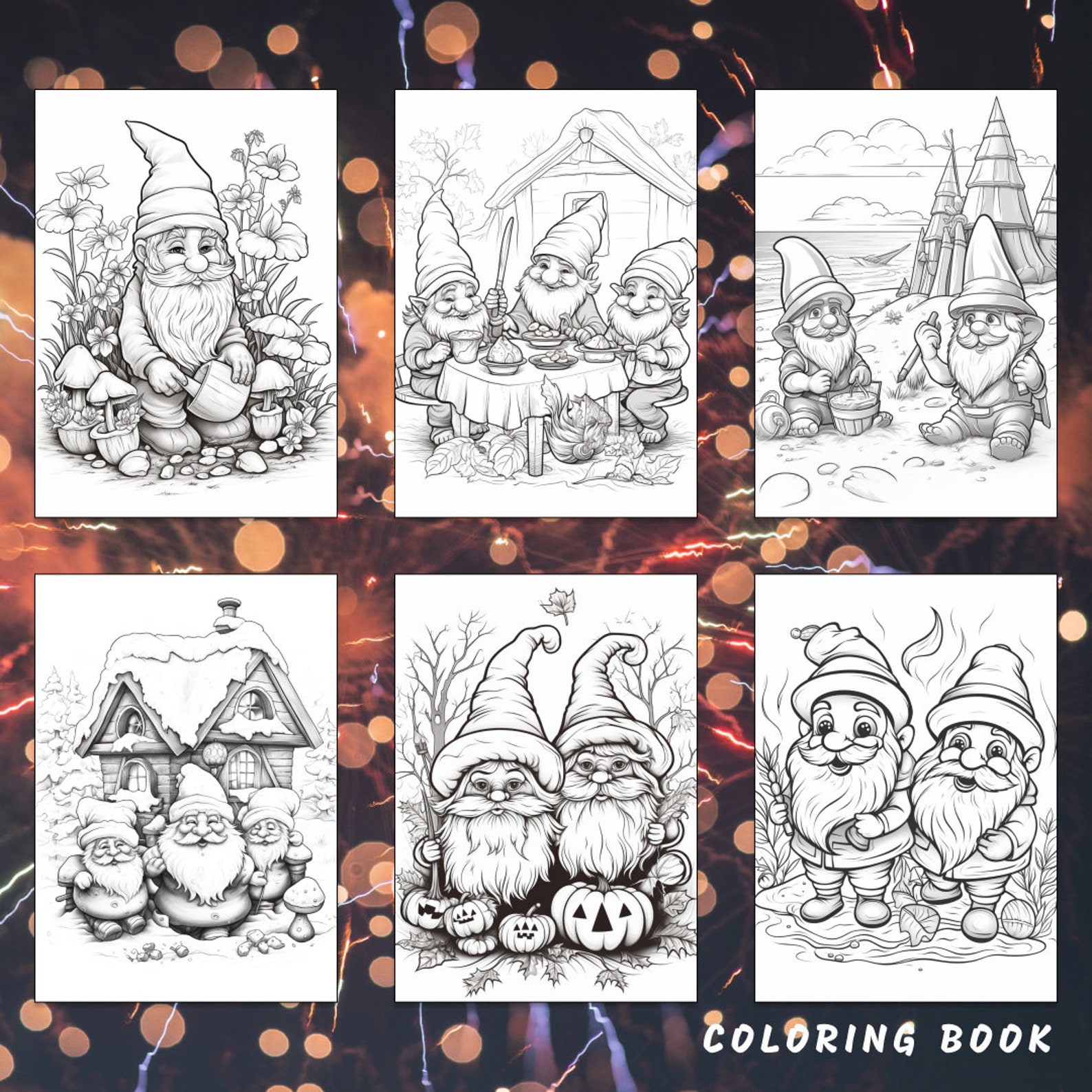 30 Gnome Coloring Book, Gnome Coloring Pages, Fantasy, Gnome ...