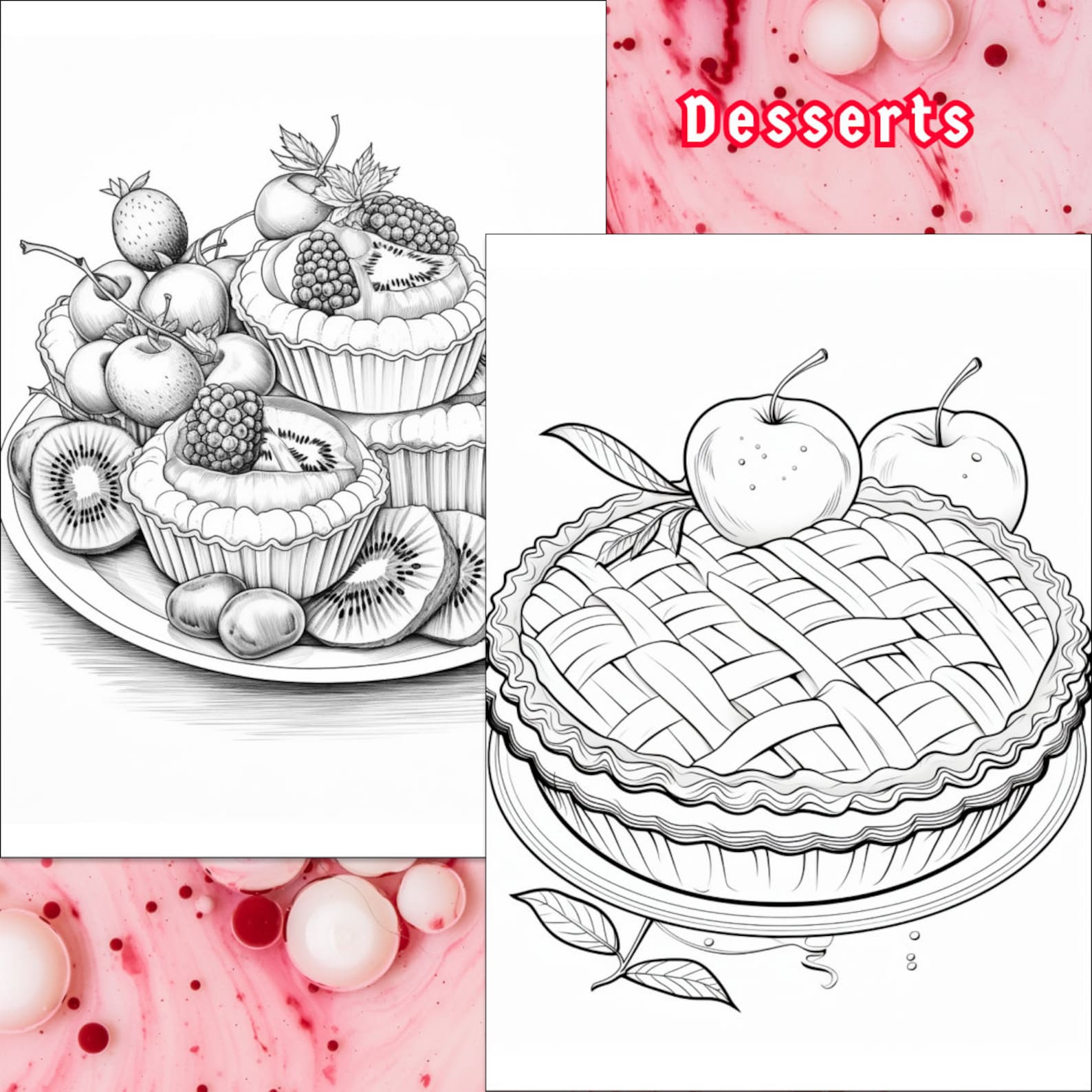 27 Desserts Coloring Page Cakes Coloring Book Desserts - Etsy
