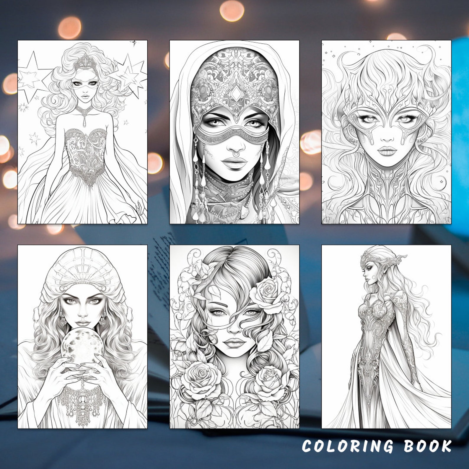 32 Lady Coloring Page, Lady Coloring Book, Magical Masquerade Lady ...