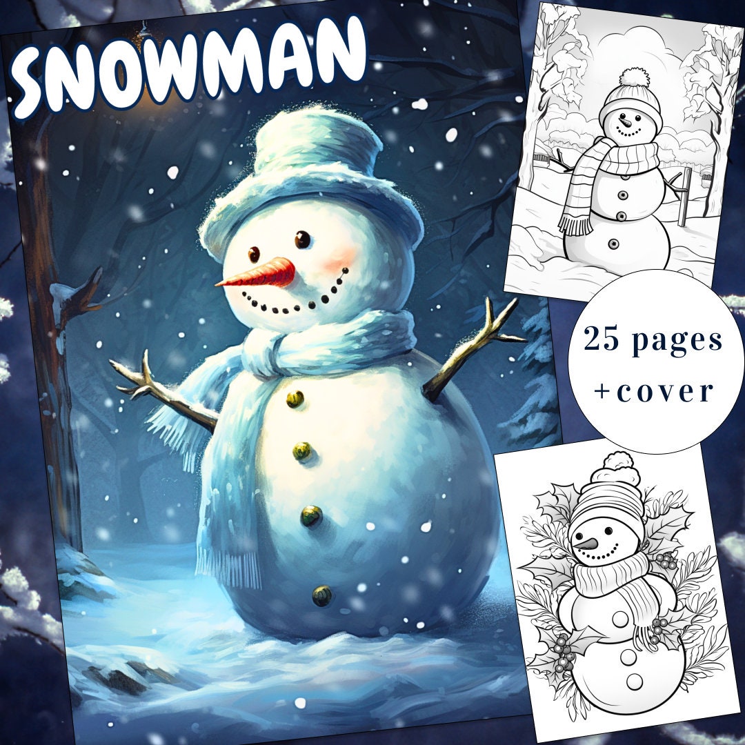 25 Snowman Coloring Page, Fantasy Coloring, Winter Coloring, Adults ...