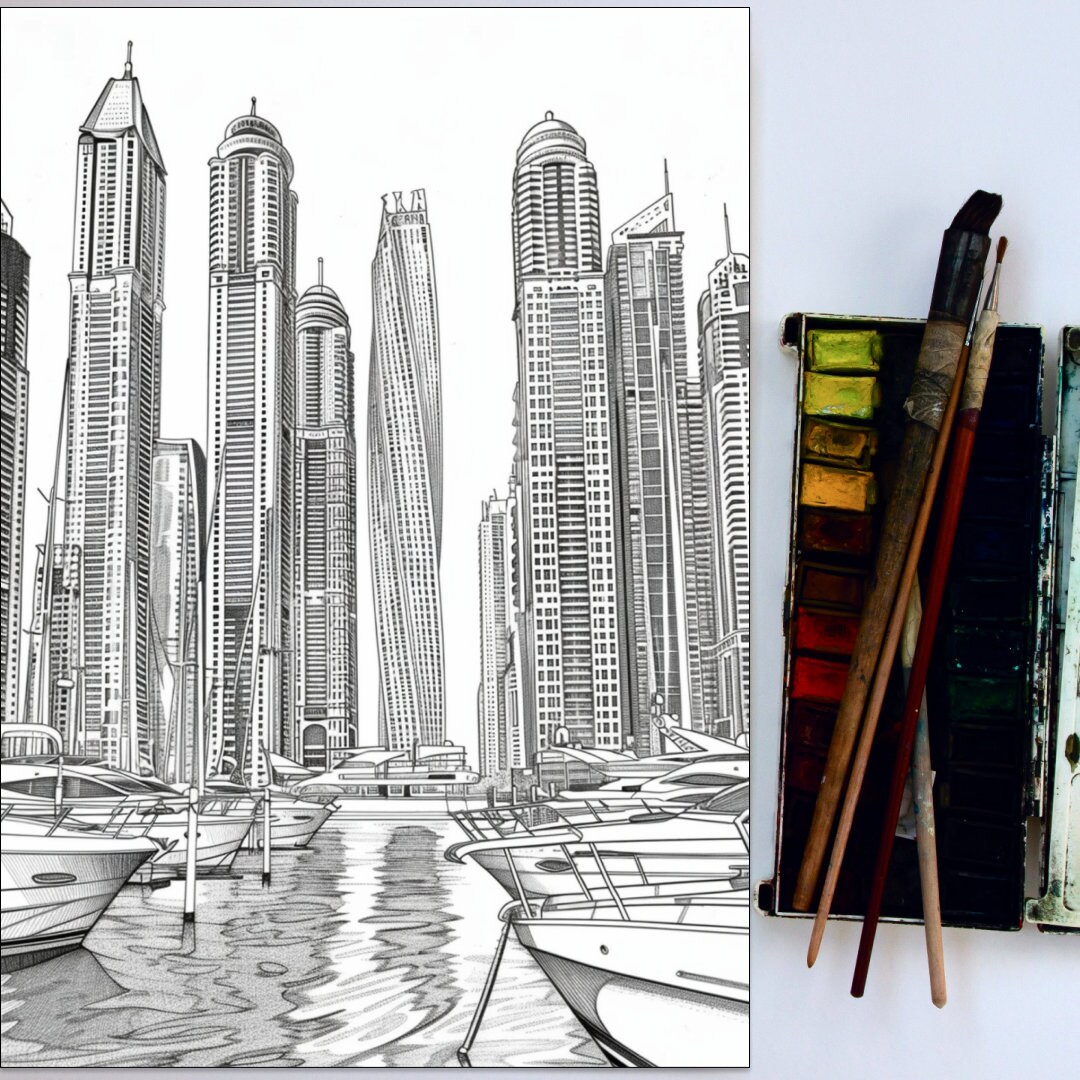 27 UAE Coloring Book, Architecture Coloring,dubai Coloring Page,united ...