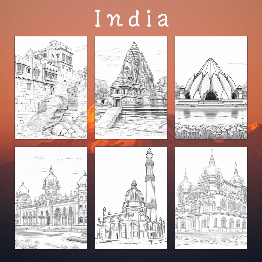 25 India Coloring Page, India Architecture Coloring, Indian Scenes ...