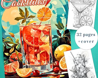 30 Cocktails Coloring Page, Cocktail Party Coloring, Drinks Coloring ...