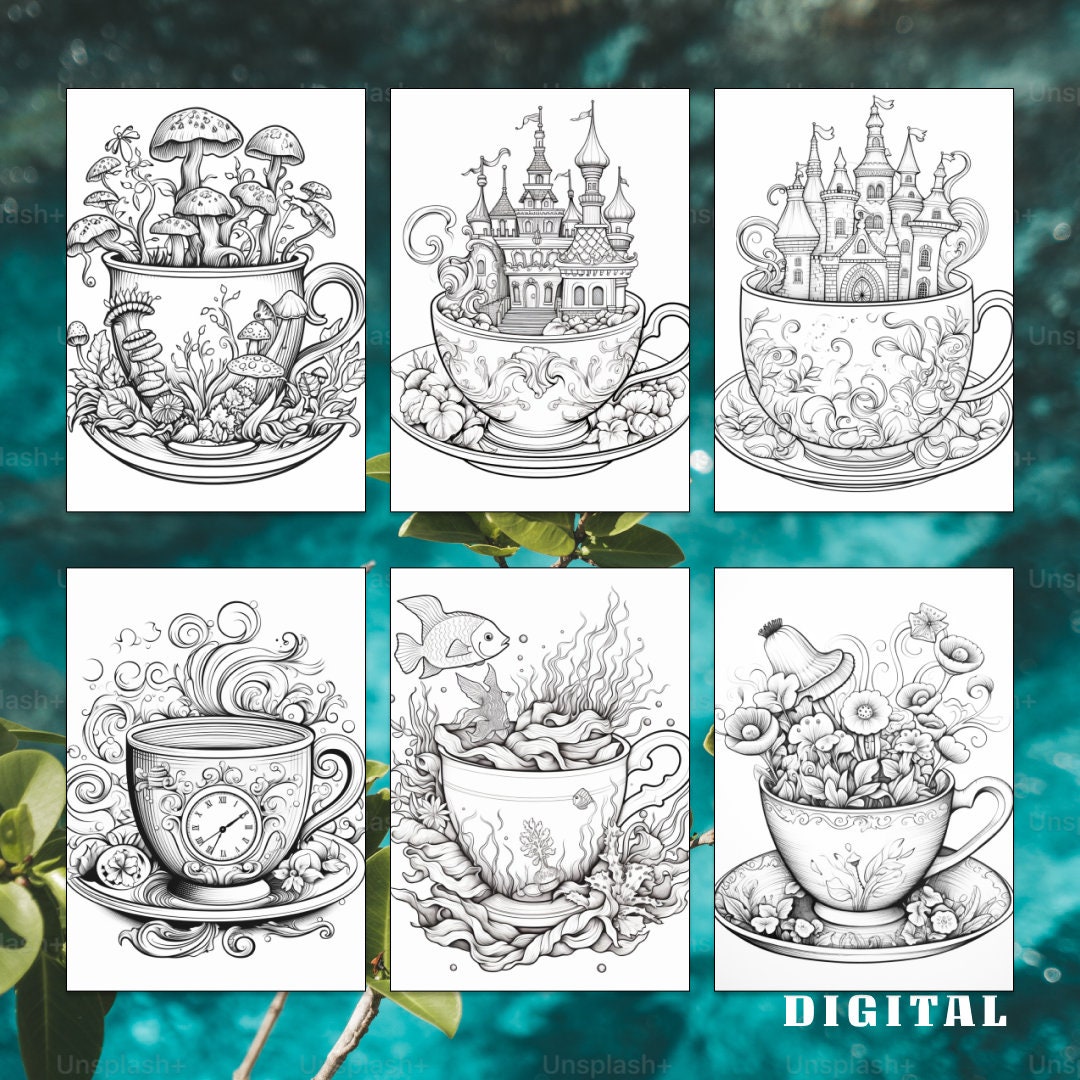 30 Fantasy Cup Magic Coloring Page, Fantasy Coloring, Halloween ...