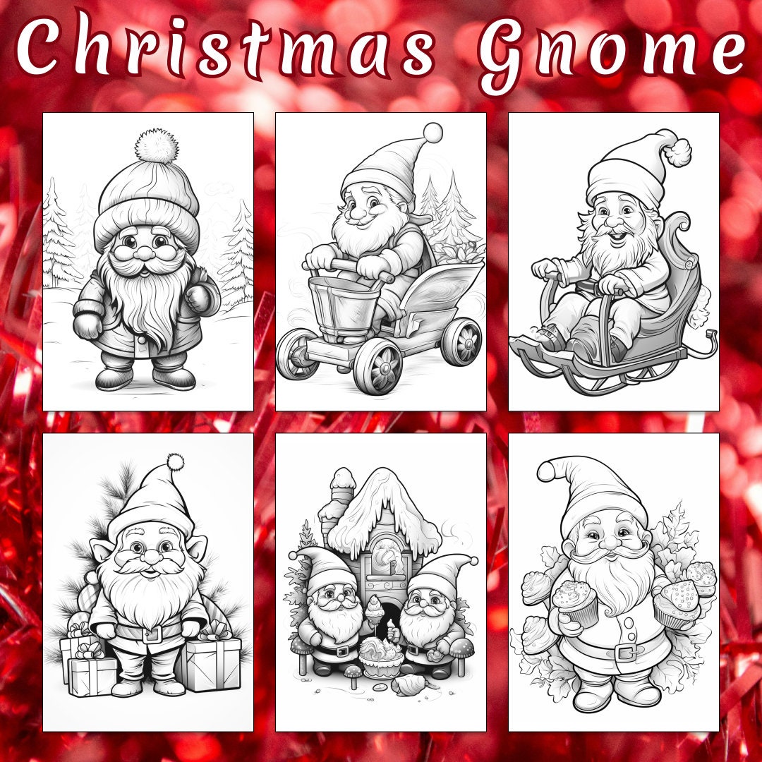 24 Christmas Gnome Coloring Page, Cute Gnome Coloring, Gnomes Coloring ...