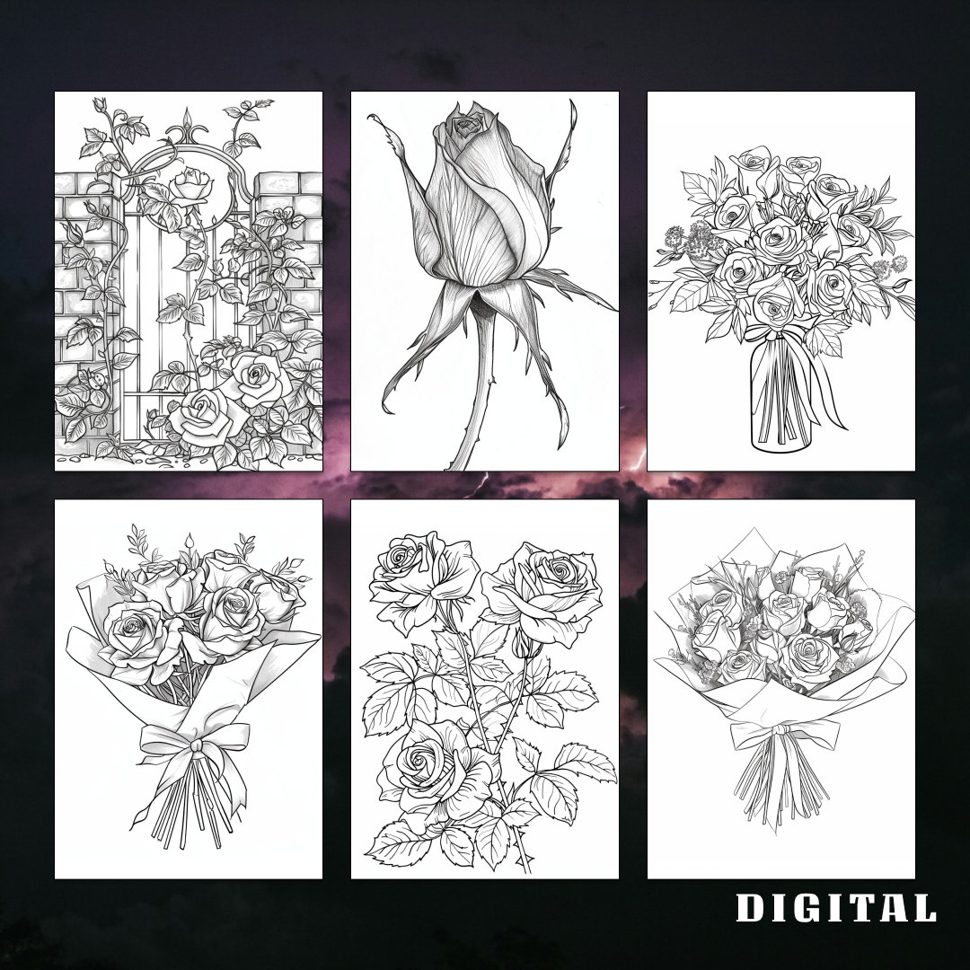 30 Rose Coloring Page, Flowers Coloring Book, Roses Coloring Book ...