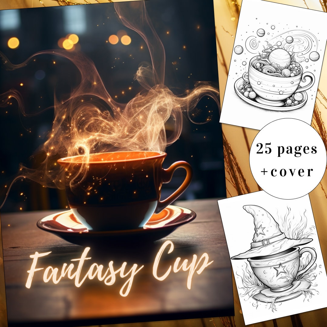 25 Fantasy Cup Coloring Page, Fantasy Coloring, Magic Coloring, Adults ...