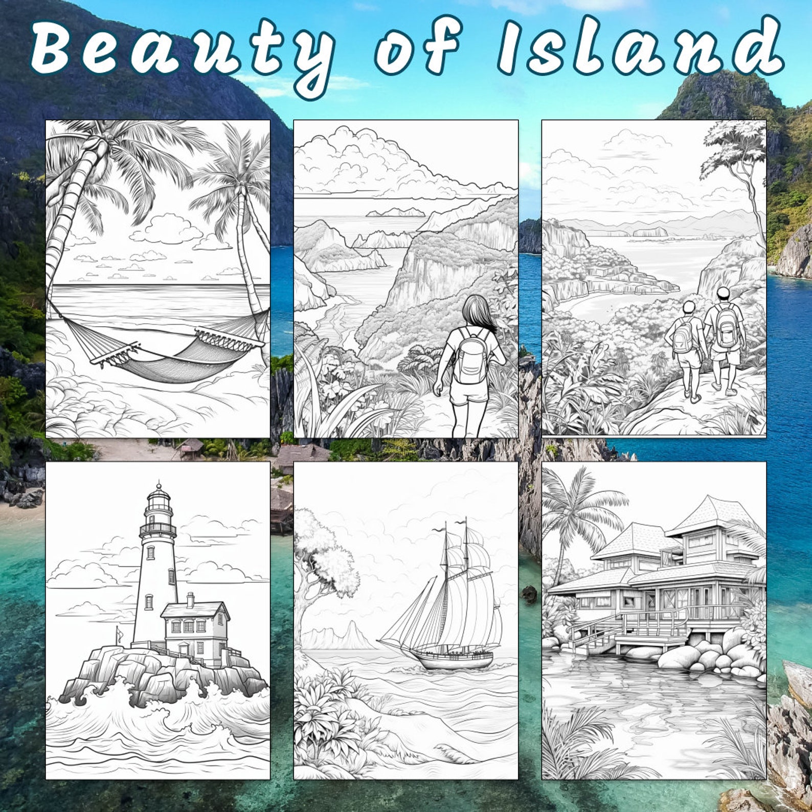 30 Beauty of Island Coloring Page, Island Coloring, Nature Coloring ...