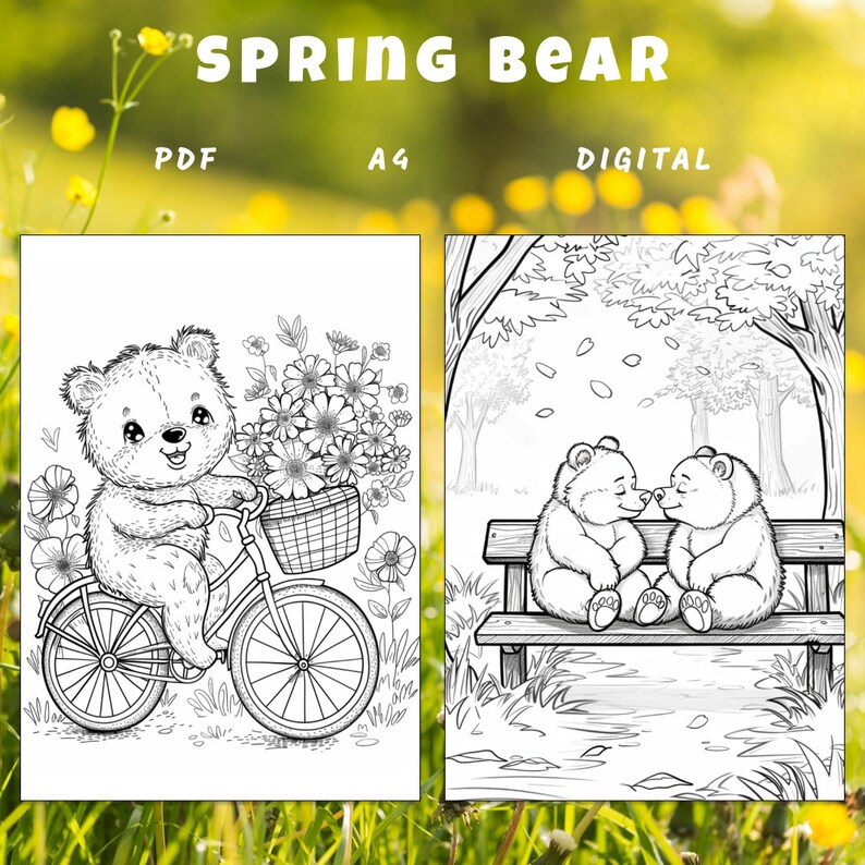 25 Spring Bear Coloring Page, Cute Bear Coloring Book, Coloring Book ...